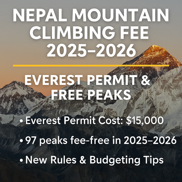Nepal Mountain Climbing Fee 2025–2026 | Everest Permit & Free Peaks
